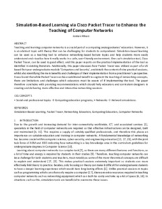 Simulation-Based Learning via Cisco Packet Tracer to Enhance the Teaching of Computer Networks ...